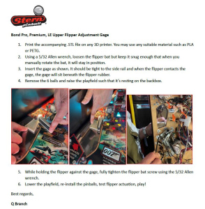 James Bond 007 Upper Flipper Adjustment Gage - Stern Pinball